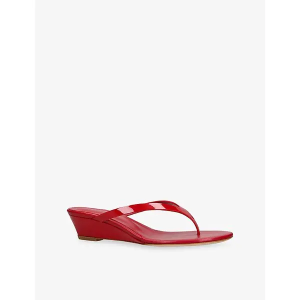 Christopher Esber Patent Leather Wedge Sandals - Red