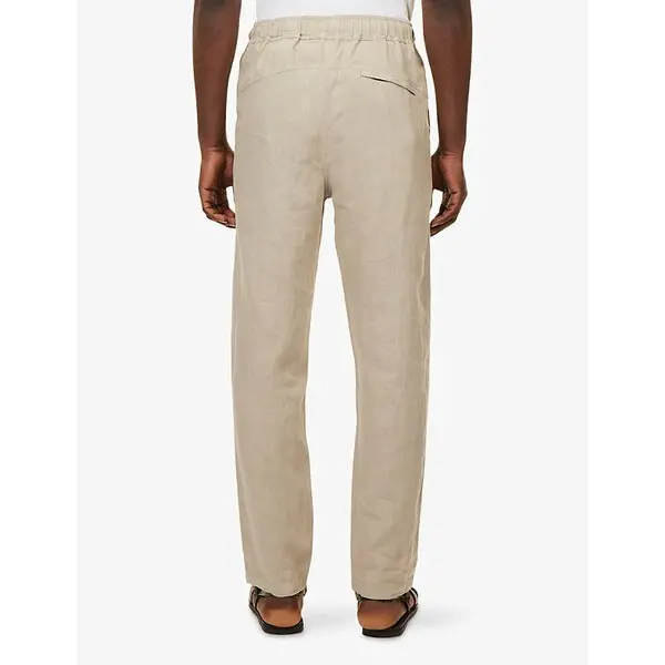 Derek Rose Vienna Drawstring Linen Trousers - Beige