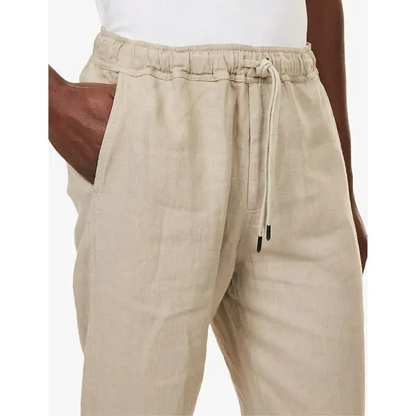 Derek Rose Vienna Drawstring Linen Trousers - Beige