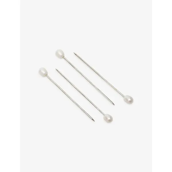 GOHAR WORLD Pearl Set Of Four Sterling -plated Metal Cocktail Picks - Silver