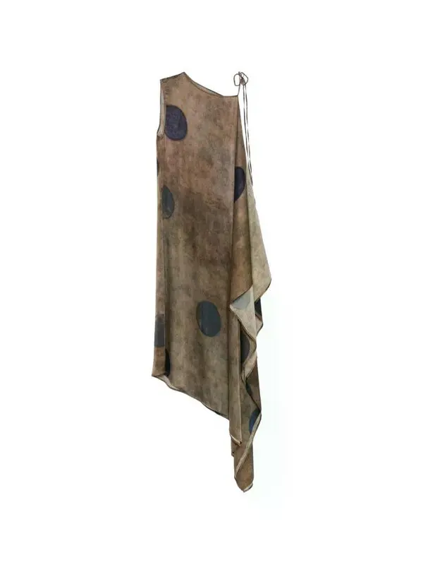 UMA WANG Asymmetric Polka-dot Dress - Brown