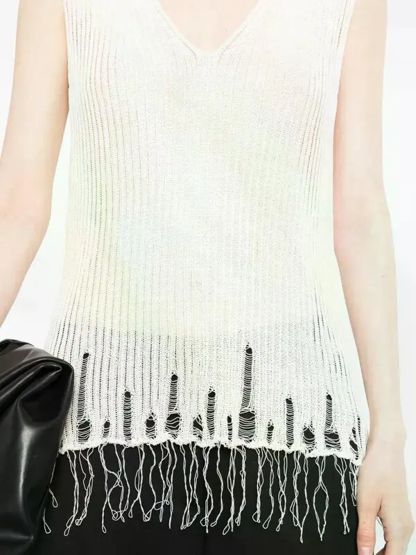UMA WANG Sleeveless Ladder-stitch Top