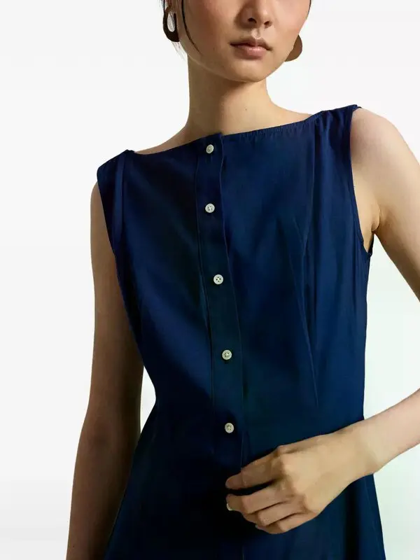 Polo Ralph Lauren Boat Neck Buttoned Maxi Dress - Blue