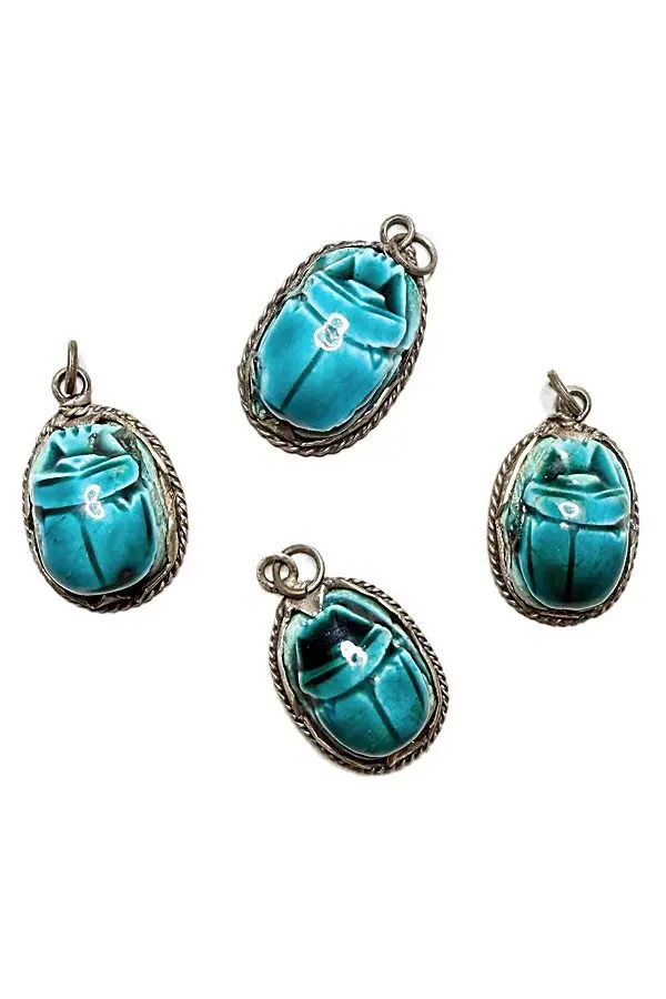 LUX REVIVAL Vintage Egyptian Revival Ceramic Scarab Pendant