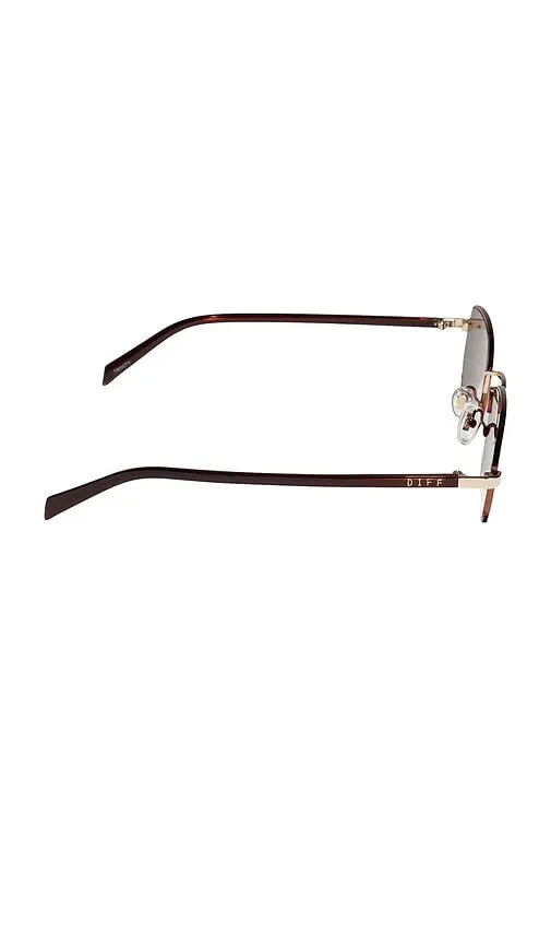 DIFF EYEWEAR X Rachael Kirkconnell Metal Rectangle Sunglasses - Brown