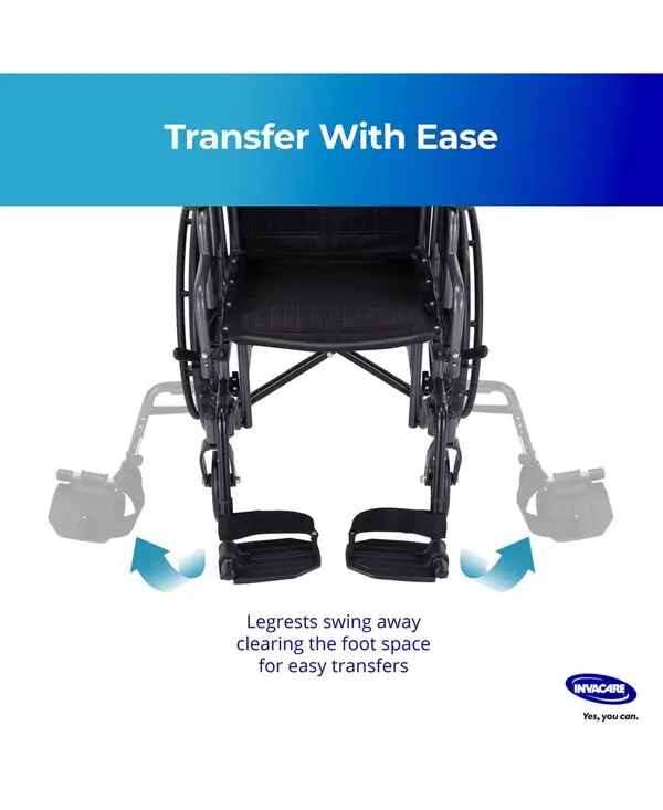 INVACARE Wheelchair Legrest Hemi Footrests With Heel Loops
