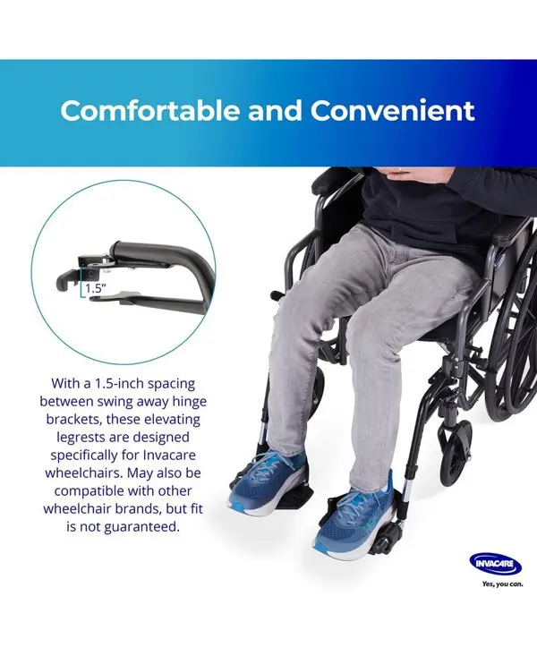 INVACARE Wheelchair Legrest Hemi Footrests With Heel Loops
