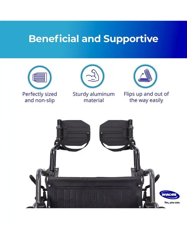 INVACARE Wheelchair Legrest Hemi Footrests With Heel Loops