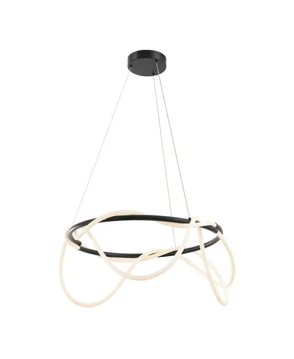 JONATHAN Y Lisette Contemporary Minimalist 360 Adjustable Silicone Neon Rope Dimmable Integrated Led Chandelier - Black