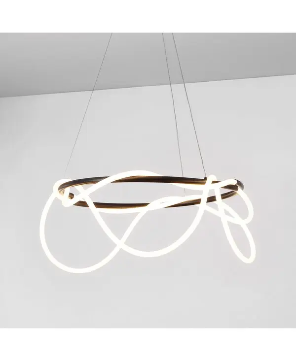 JONATHAN Y Lisette Contemporary Minimalist 360 Adjustable Silicone Neon Rope Dimmable Integrated Led Chandelier