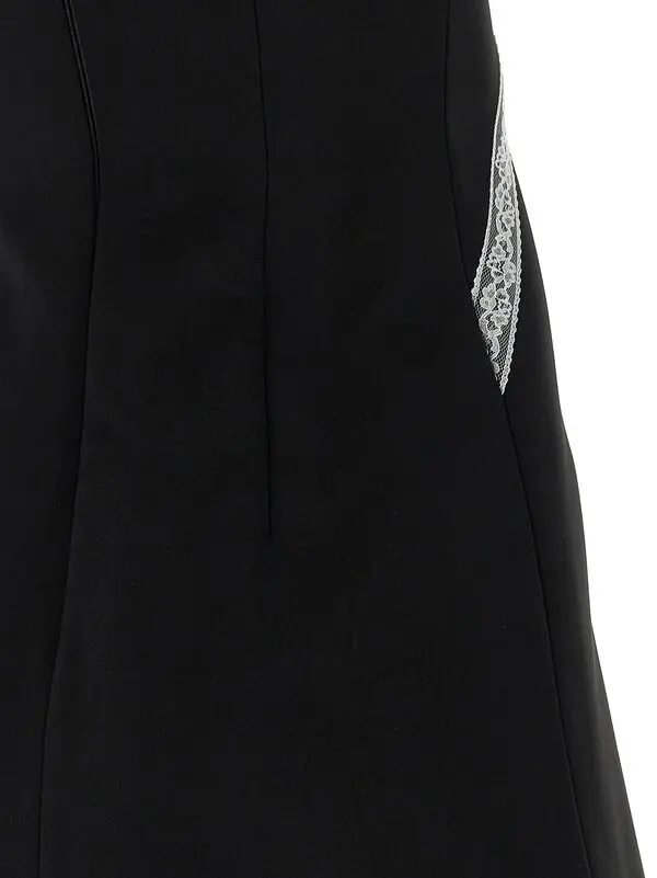 SELF-PORTRAIT Black Crêpe Bow Lace Mini Dress - Multicolor