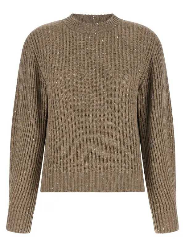 Brunello Cucinelli Sparkling Cashmere And Wool Blend Sweater - Cream