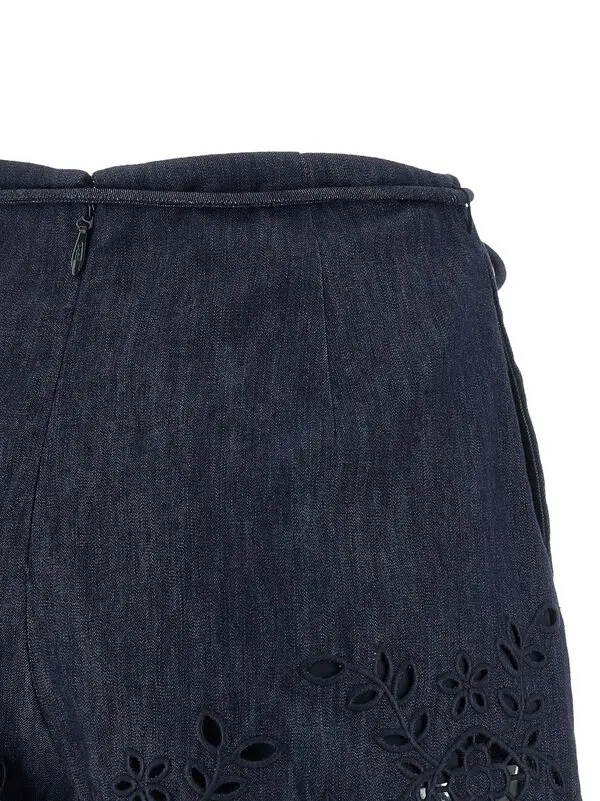 Zimmermann Mahon High-waisted Embroidered Denim Shorts - Blue