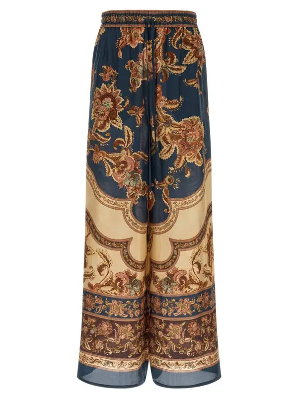 Zimmermann Aster Jacobean Patterned Silk Wide Leg Pants