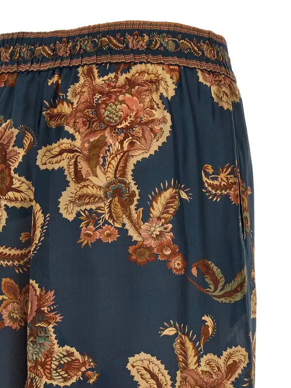 Zimmermann Aster Jacobean Patterned Silk Wide Leg Pants