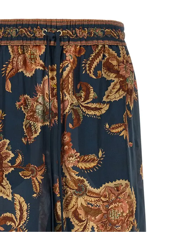 Zimmermann Aster Jacobean Patterned Silk Wide Leg Pants