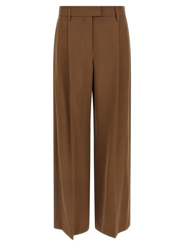Brunello Cucinelli Virgin Wool And Viscose Blend Wide Leg Trousers - Brown