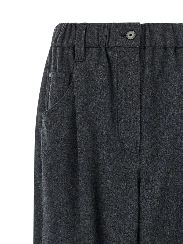 Brunello Cucinelli Mélange Wool Tapered Leg Pleated Pants - Gray