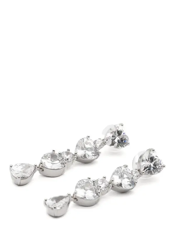 SELF-PORTRAIT Crystal Heart Tiered Drop Earrings