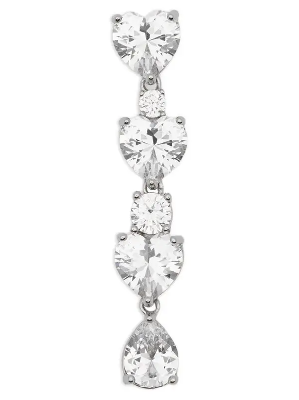 SELF-PORTRAIT Crystal Heart Tiered Drop Earrings - Silver