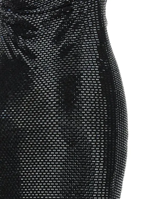 SELF-PORTRAIT Rhinestone Draped Maxi Tulle Dress