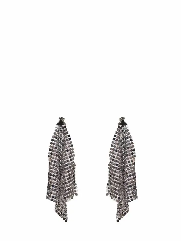 Rabanne Silver Chain Mail Pixel Flow Earrings - Multicolor