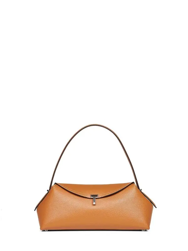 TOTEME Tan Grained Calf Leather Shoulder Bag With Twist-lock - Multicolor