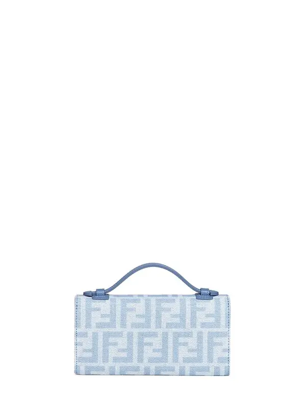Fendi Light Blue Ff Denim Baguette Wallet With Chain
