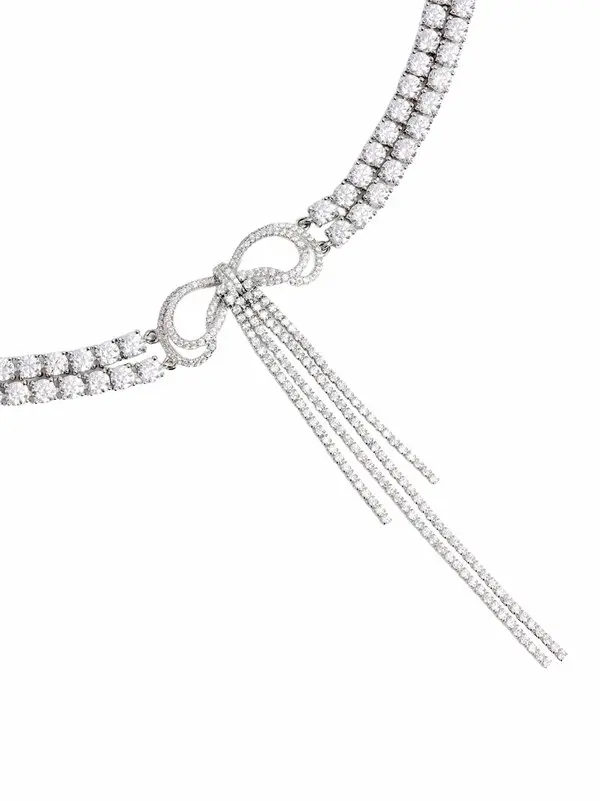 SELF-PORTRAIT Crystal Embellished Bow Choker Necklace - Multicolor