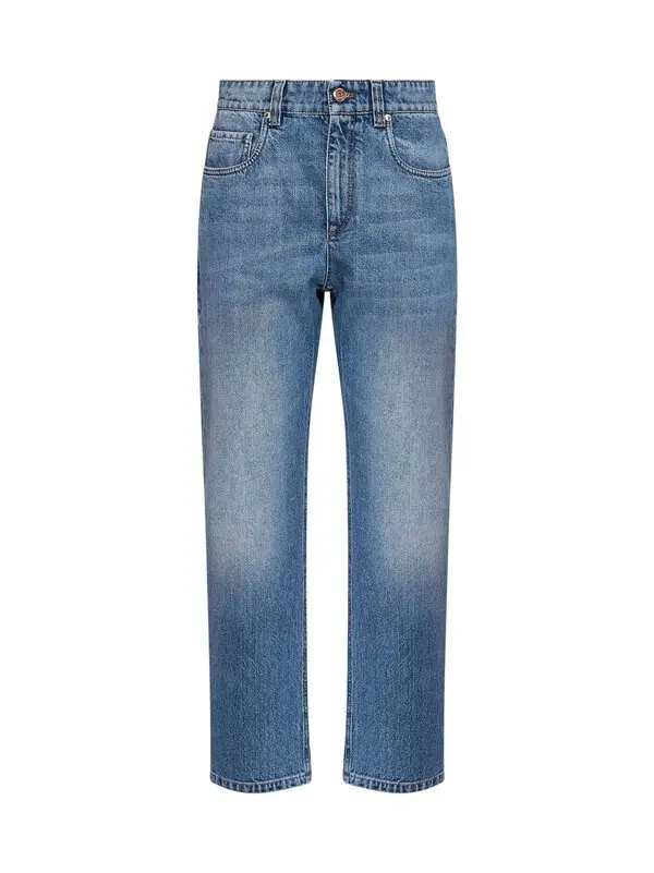 Brunello Cucinelli Monili Embroidered Cotton Denim Jeans - Multicolor