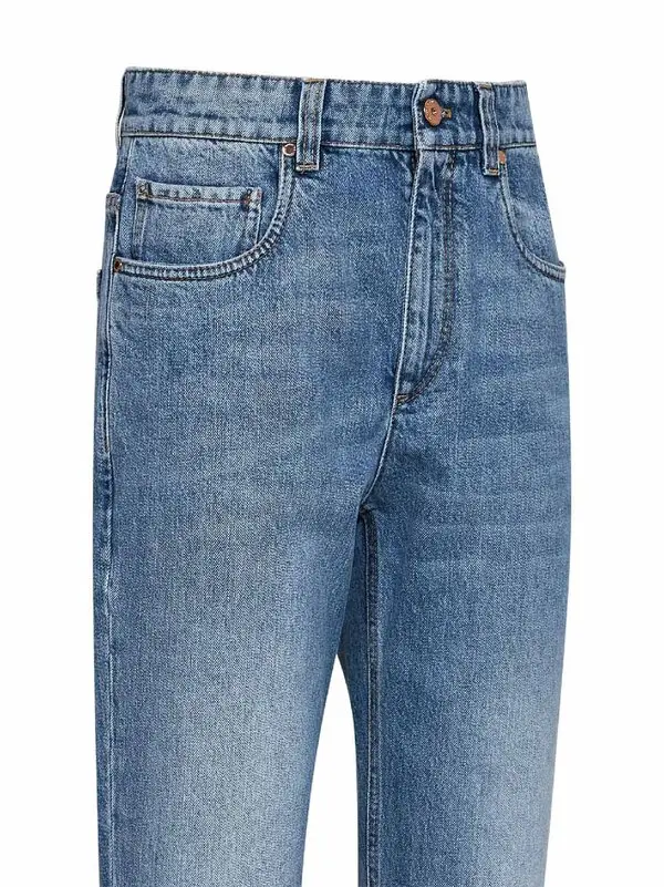 Brunello Cucinelli Monili Embroidered Cotton Denim Jeans