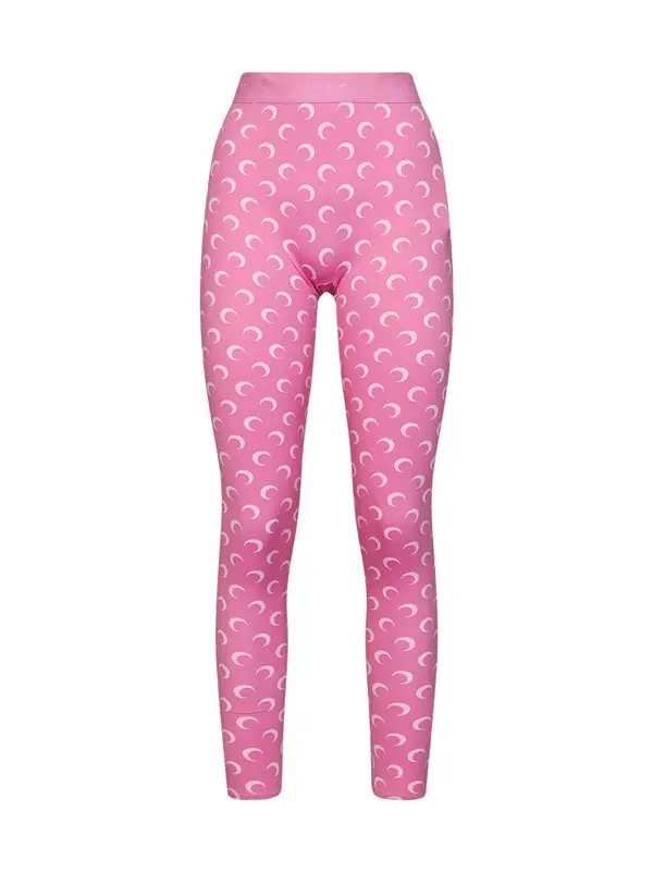 MARINE SERRE Pink Moon Print Recycled Jersey Leggings - Multicolor