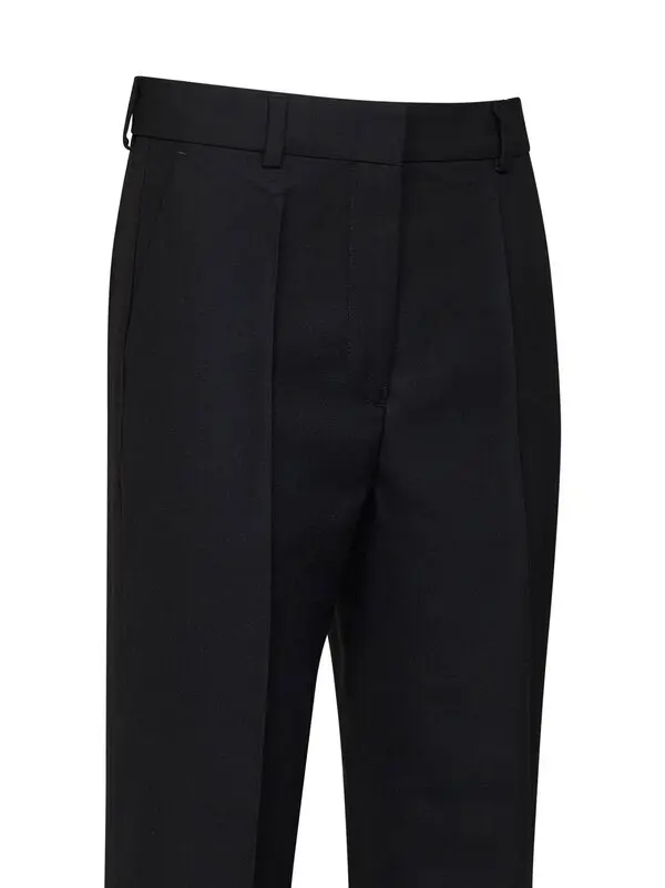 TOTEME Black Wool Blend Canvas Straight-leg Suit Trousers - Multicolor