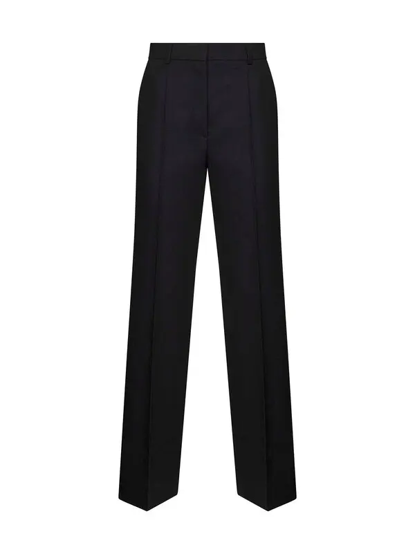 TOTEME Black Wool Blend Canvas Straight-leg Suit Trousers - Multicolor