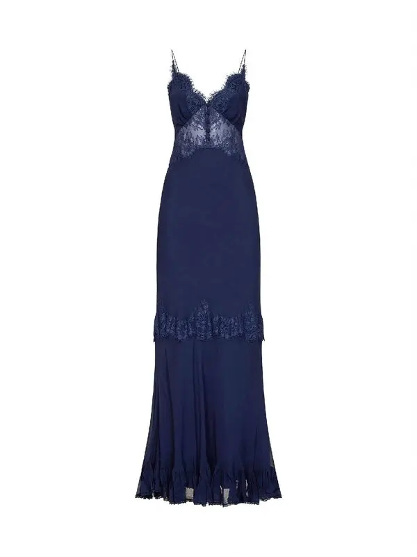SELF-PORTRAIT Georgette And Lace Maxi Dress - Multicolor