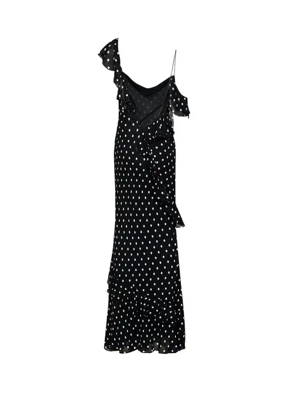 SELF-PORTRAIT Polka Dot Ruffle Georgette Maxi Dress - Multicolor