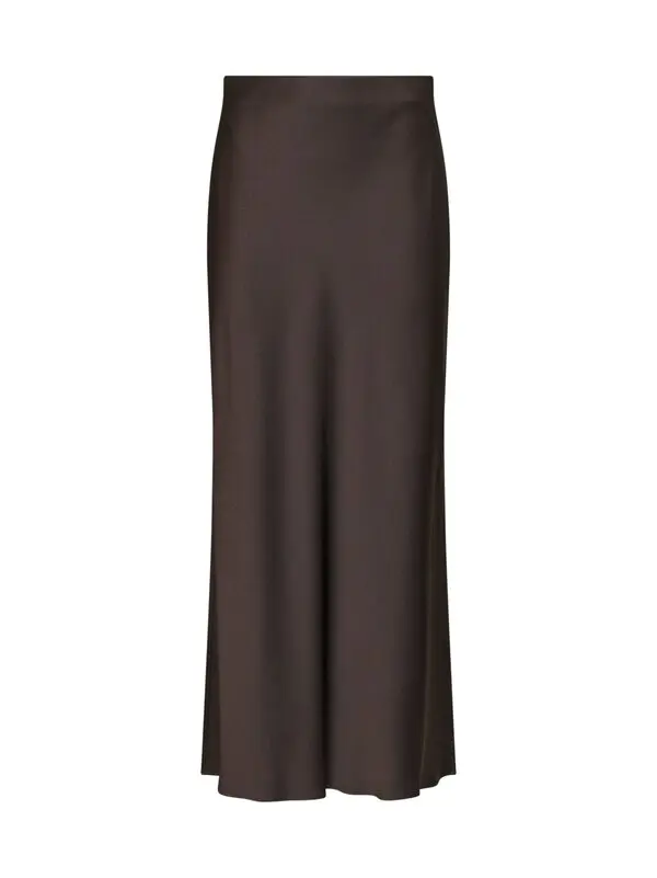Brunello Cucinelli Cocoa Cady Satin Fluid Bias-cut Long Skirt - Multicolor