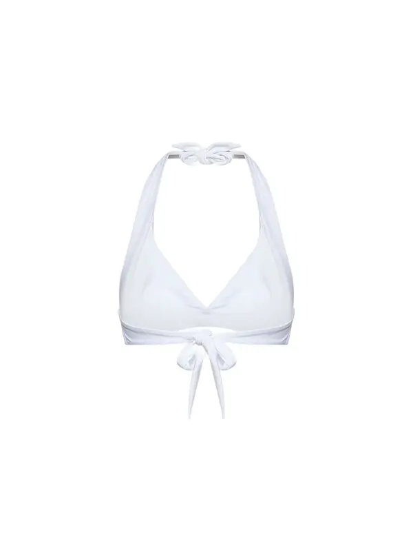 Brunello Cucinelli White Techno Jersey Bikini Top With Monili