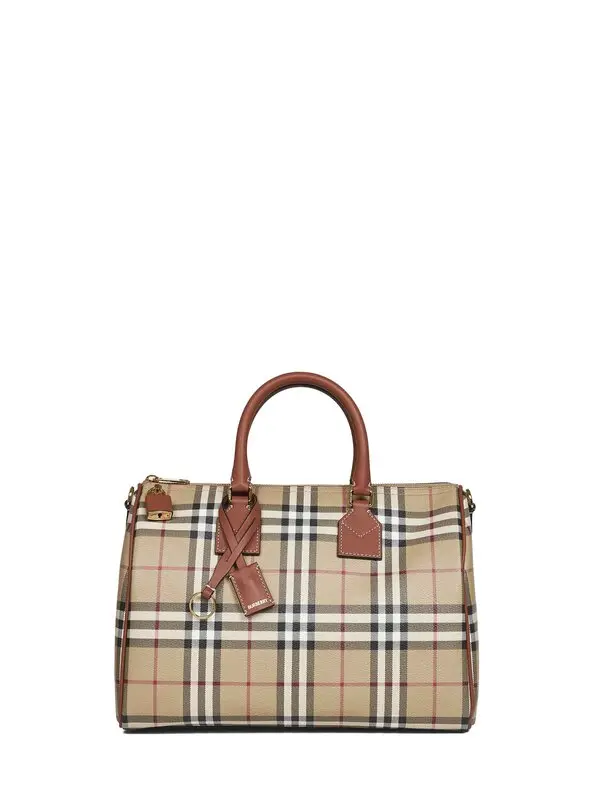 Burberry Medium Bowling Bag In Archive Beige Check - Multicolor