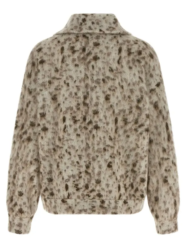 Brunello Cucinelli Mohair Blend Animal Print Cardigan