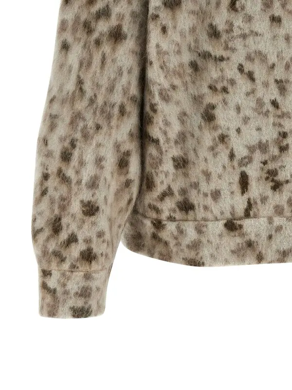 Brunello Cucinelli Mohair Blend Animal Print Cardigan