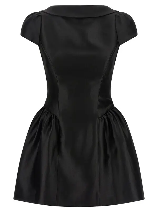 SELF-PORTRAIT Taffeta Collared Mini Dress - Black