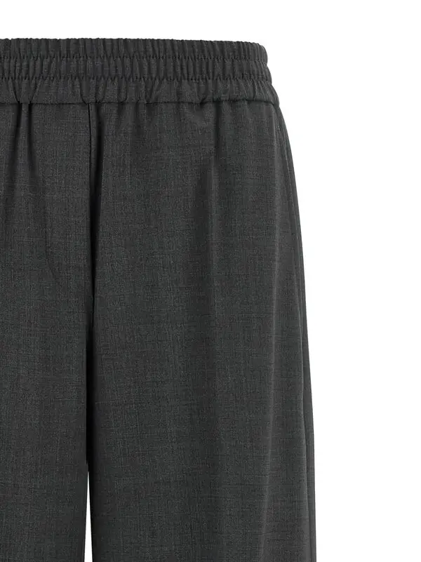 Brunello Cucinelli Cool Mélange Wool Flared Wide Leg Trousers - Gray