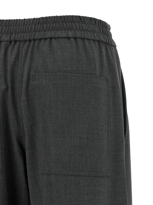 Brunello Cucinelli Cool Mélange Wool Flared Wide Leg Trousers - Gray