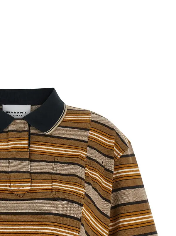 Isabel Marant Étoile Isalyne' Striped Cotton Piqué Polo Shirt