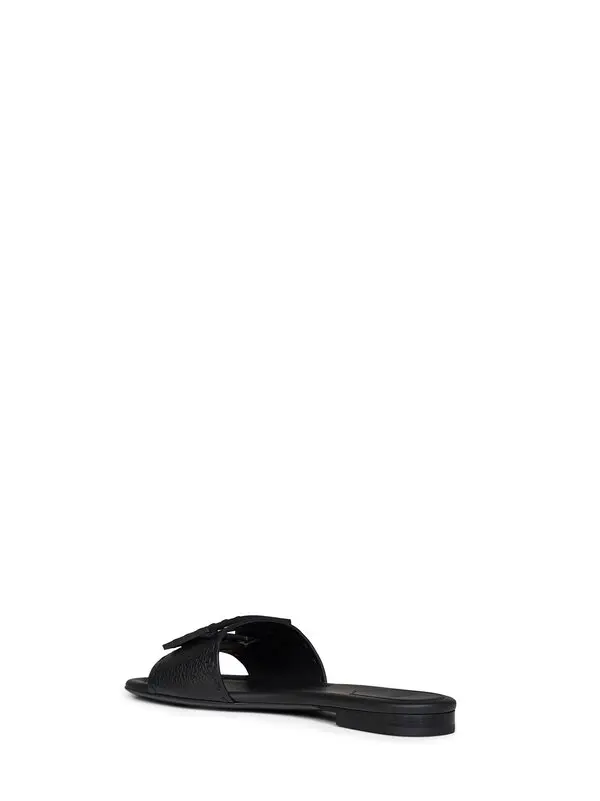 Fendi Black Leather Baguette Slides