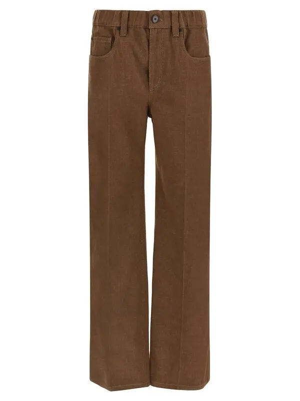 Brunello Cucinelli Contemporary Pull-on Wide Leg Jeans - Brown