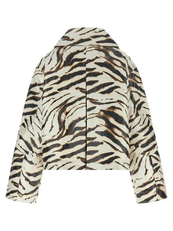 GANNI Zebra Print Laminated Fabric Jacket - Multicolor