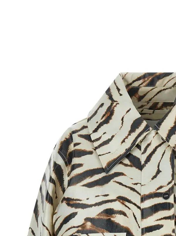 GANNI Zebra Print Laminated Fabric Jacket - Multicolor