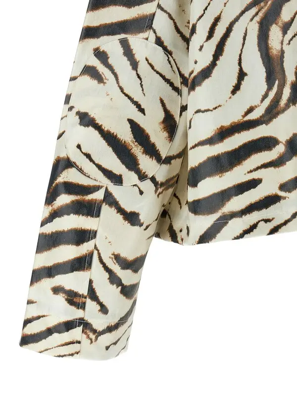 GANNI Zebra Print Laminated Fabric Jacket - Multicolor